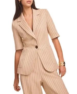 Mint Velvet Pinstripe Short Sleeve Blazer
