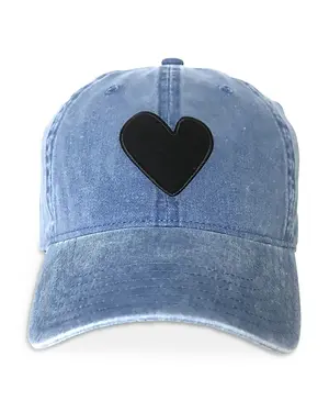 KERRI ROSENTHAL Imperfect Heart Denim Baseball Cap - Denim/black