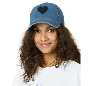 KERRI ROSENTHAL Imperfect Heart Denim Baseball Cap - Denim/black