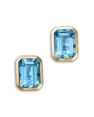 Bloomingdale'S Topaz Stud Earrings In 14k Yellow Gold - Blue/gold