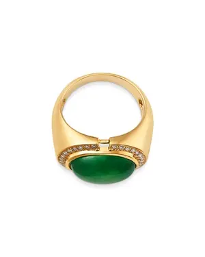 Bloomingdale'S Dyed Jade And Diamond Halo Ring - Gold/jade