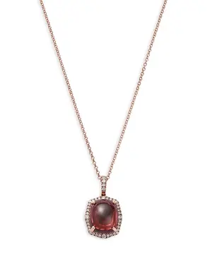 Bloomingdale'S Garnet And Diamond Halo Pendant Necklace - Garnet/rose Gold
