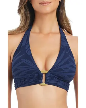 Bleu Rod Beattie Banded Halter Bikini Top - Midnight