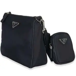 Prada Re-nylon And Saffiano Leather Trim Shoulder Bag - Blue