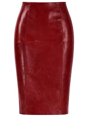 Sportmax Leather Midi Skirt - Bordeaux