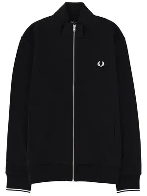 Fred Perry Sweatshirt With Logo And Zipper - Black