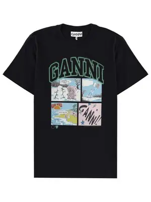 GANNI T-shirt With Print - Charcoal
