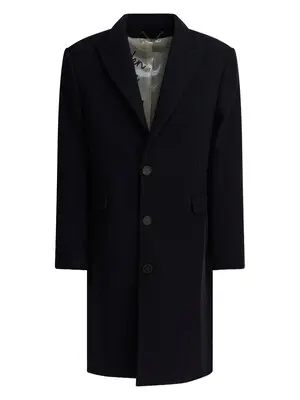 GOLDEN GOOSE Single-breasted Wool Coat - Blue