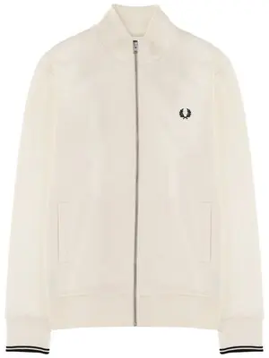 Fred Perry Sweatshirt With Logo And Zipper - Powder