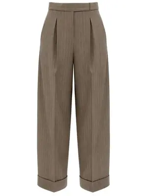 Max Mara Pinstripe Wide Leg Trousers - Brown