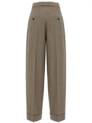 Max Mara Pinstripe Wide Leg Trousers - Brown