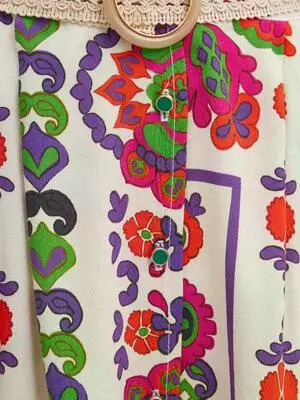 LA PETITE FRANÇAISE Floral Button Midi Skirt