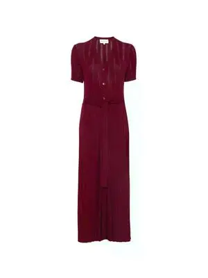Eric Bompard Ribbed Belted Maxi Dress