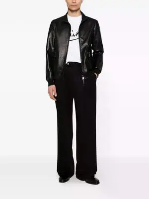 THE JACK LEATHERS Zip-up Leather Bomber Jacket