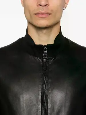 THE JACK LEATHERS Zip-up Leather Bomber Jacket