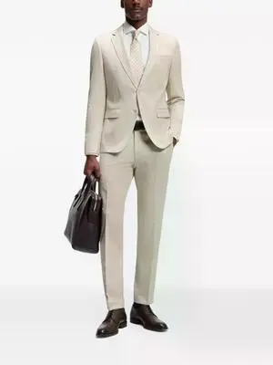 BOSS One Slim-fit Suit Jacket In Virgin Wool Serge - Neutrals