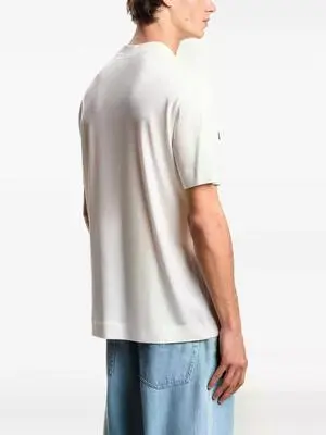 Emporio Armani Lyocell Blend Jersey T-shirt With Soft-touch Embossed Logo - White