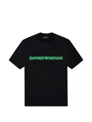 Emporio Armani Lyocell Blend Jersey T-shirt With Soft-touch Embossed Logo