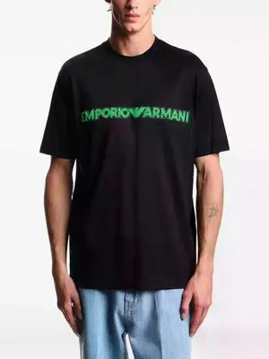 Emporio Armani Lyocell Blend Jersey T-shirt With Soft-touch Embossed Logo