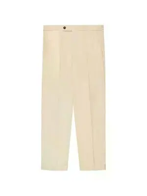 Incotex Pleated Tapered Cotton Trousers - Neutrals