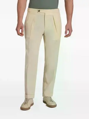 Incotex Pleated Tapered Cotton Trousers - Neutrals