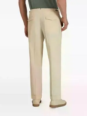 Incotex Pleated Tapered Cotton Trousers - Neutrals