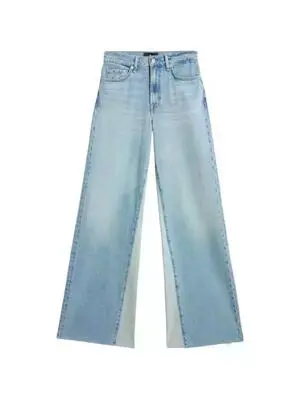7 For All Mankind Flared Contrast Panel Jeans - Blue