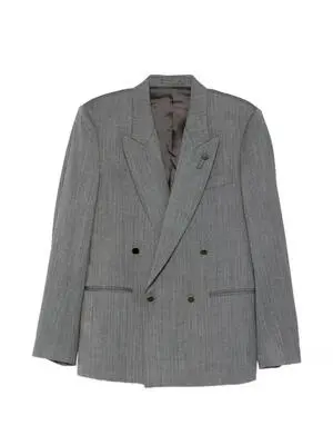 LARDINI Double-breasted Herringbone Blazer