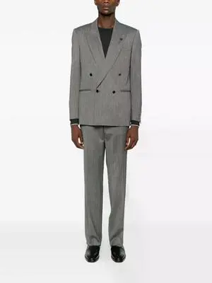 LARDINI Double-breasted Herringbone Blazer