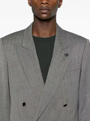 LARDINI Double-breasted Herringbone Blazer