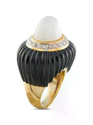 LB EXCLUSIVE Diamond, Moonstone And Onyx Ring
