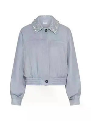 Marella Embellished Cropped Jacket - Blue