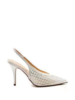 CHANTAL Rhinestone-embellished Slingback Pumps - White
