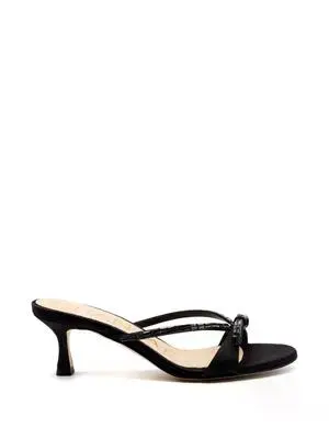 CHANTAL Jewel-effect Appliqué Satin Sandals - Black