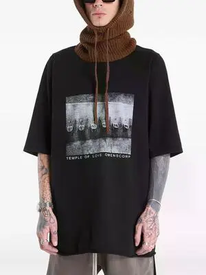 Rick Owens Jumbo Ss Graphic-print Raw-cut T-shirt - Brown