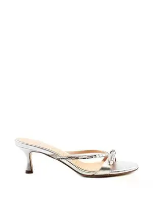 CHANTAL Jewel-appliqué Leather Sandals - Silver