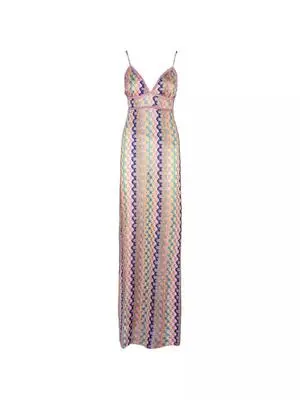 Pho Firenze Wave-pattern V-neck Dress