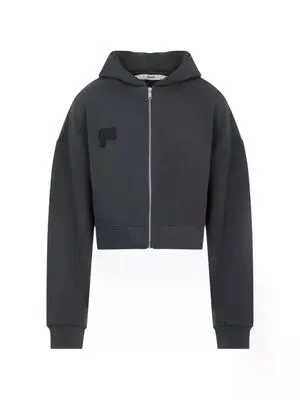PANGAIA Logo-embroidered Zip-up Hoodie - Grey