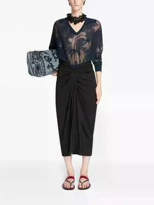 Dries Van Noten Knotted Jersey Midi Skirt - Black