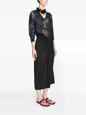 Dries Van Noten Knotted Jersey Midi Skirt - Black