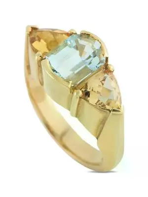 LB EXCLUSIVE 18k Yellow Aquamarine And Citrine Ring - Gold