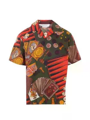 Drole De Monsieur Frontal Buttons Printed Shirt - Green