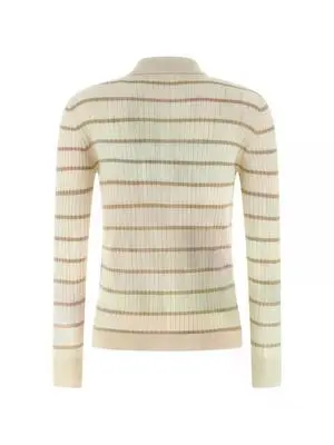 Max Mara Ribbed Striped Polo Top