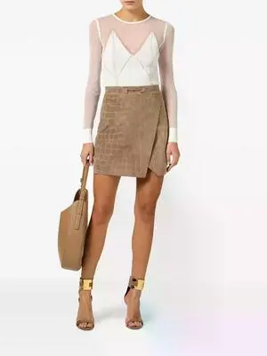 Elisabetta Franchi Sheer Knit Top With Geometric Cups - Neutrals