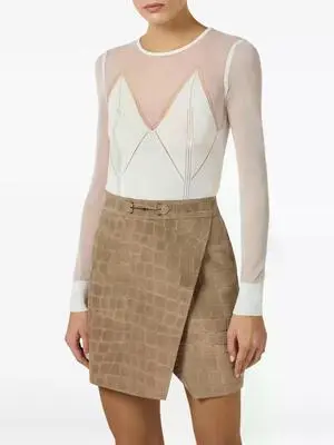 Elisabetta Franchi Sheer Knit Top With Geometric Cups - Neutrals