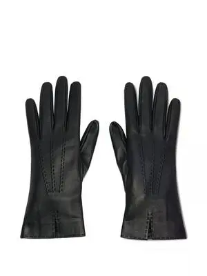 THE ROW Florence Stitched Leather Gloves - Black