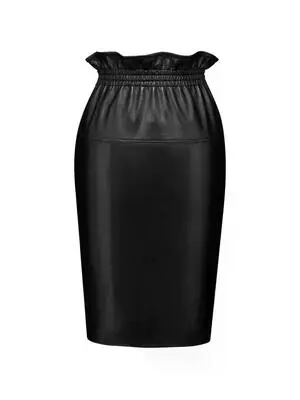Saint Laurent Ruffled-waist Pencil Midi Skirt - Black