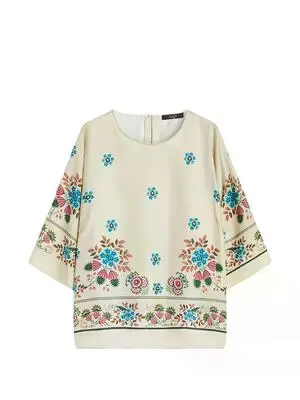 Max Mara Samba Floral-print Blouse - Neutrals
