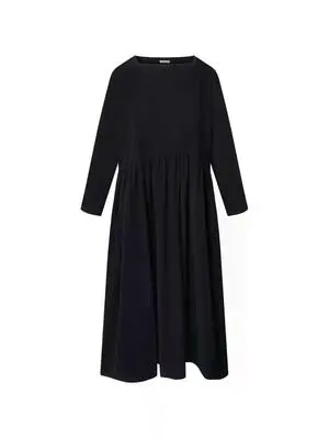 Black Crane Ruffled Midi Dress