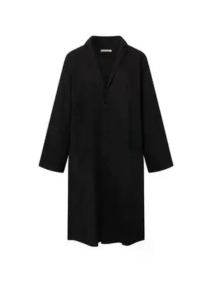 Black Crane Crinkled Button Coat
